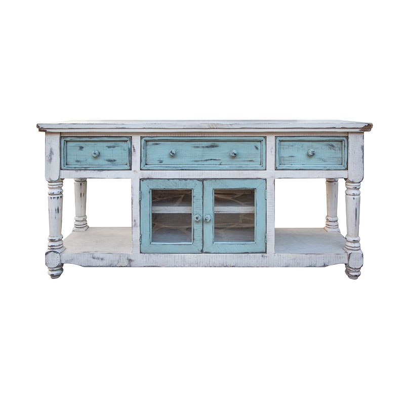 White and blue tv stand store