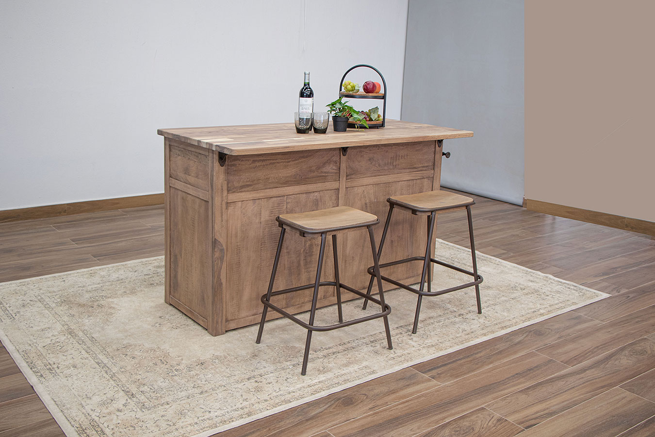 Natural Parota Kitchen Island Set IFD Furniture | Furniture Cart