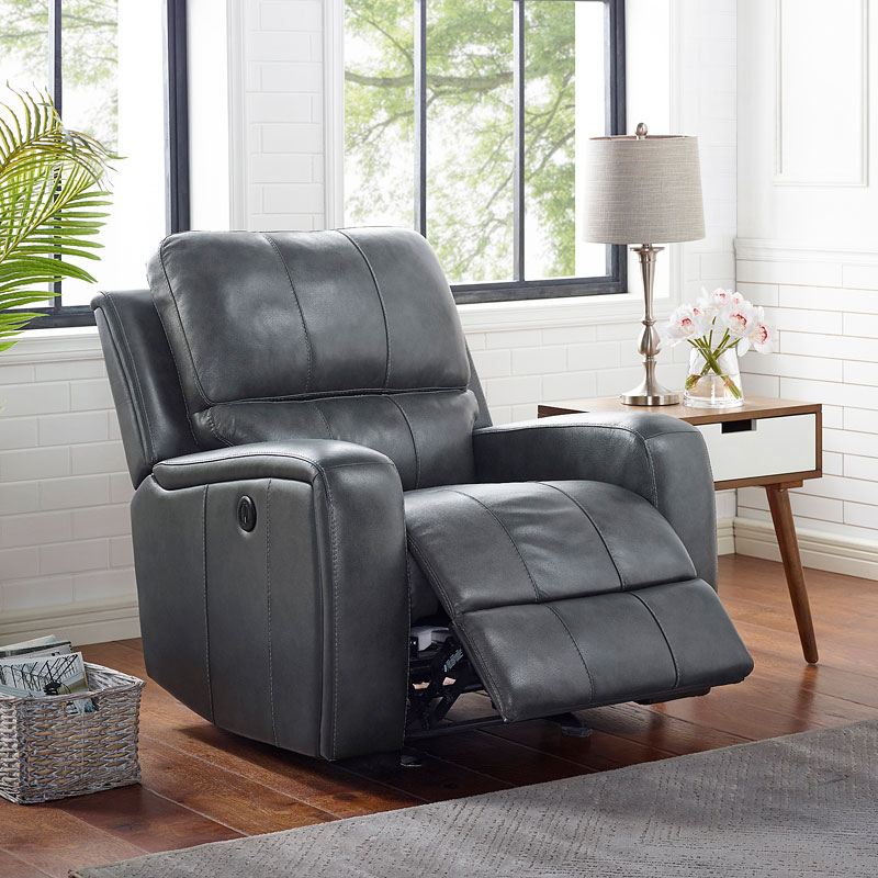 Linton Power Glider Recliner W/ Power Headrest (Dark Gray) New Classic ...