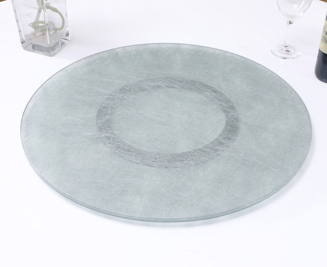 24 Inch Glass Lazy Susan W/ Silkscreen Chintaly Imports | Furniture Cart