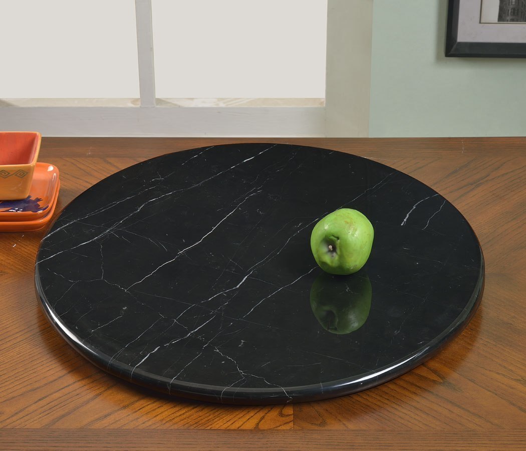 24 Inch Round Black Marble Lazy Susan Chintaly Imports | Furniture Cart