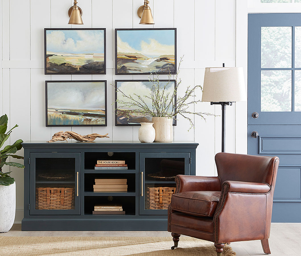 Byron 66 Inch Console W/ 2 Doors (Malta Blue) Aspenhome | Furniture Cart