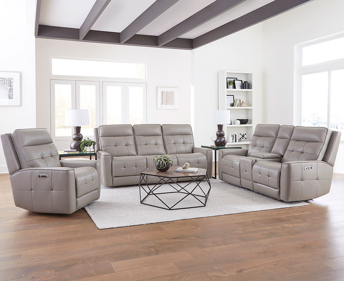 Canterbury Pewter Power Reclining Zero Gravity Living Room Set Parker ...