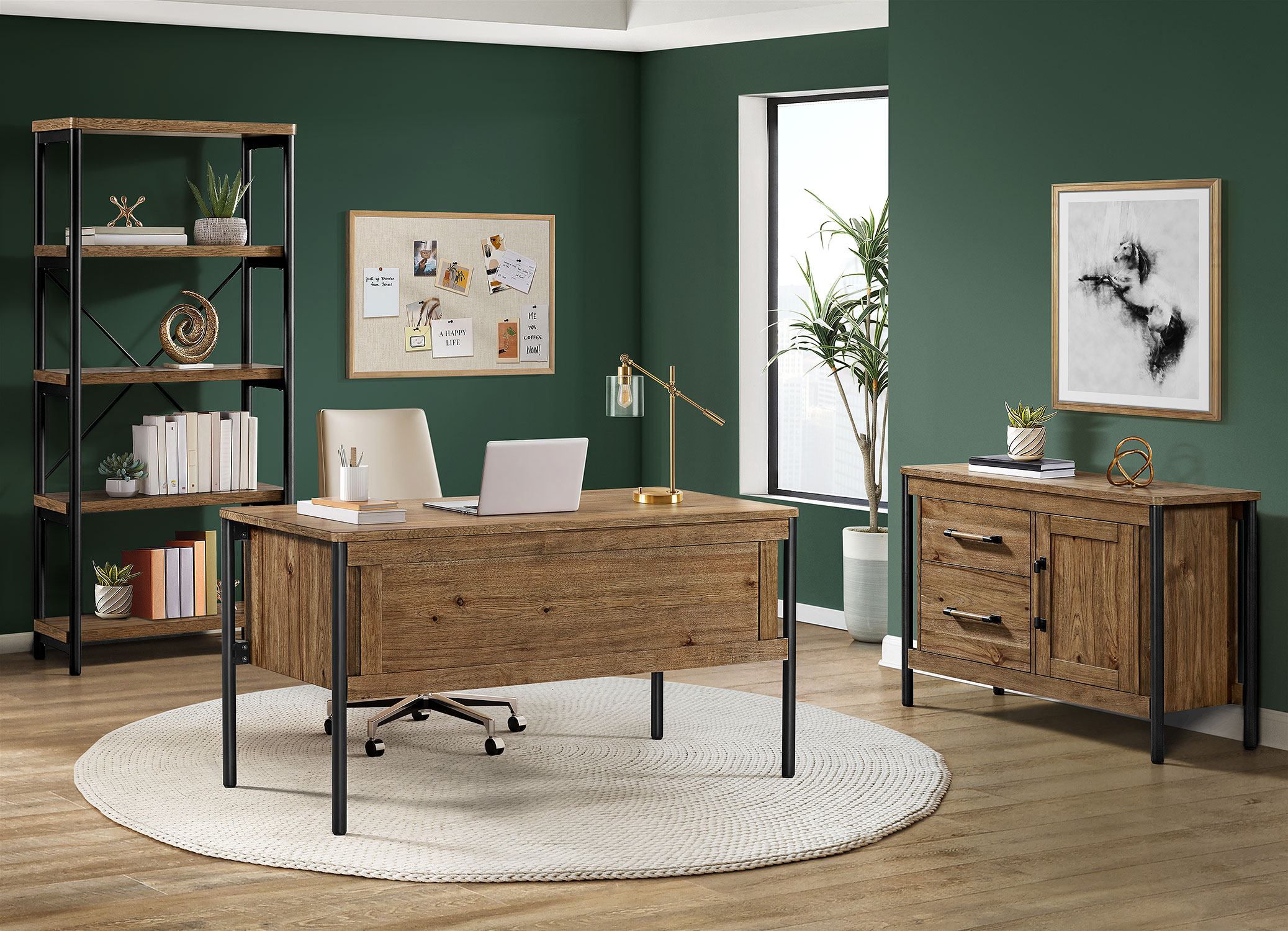 Norcross Home Office Set W/ Half Pedestal Desk Intercon Furniture ...
