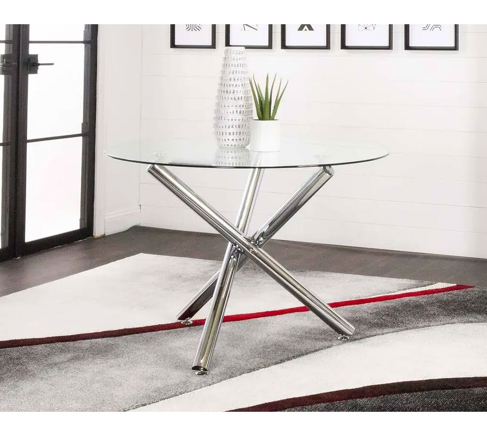 Amber Round Clear Glass Dining Room Set W/ Mantis Chairs Cramco ...