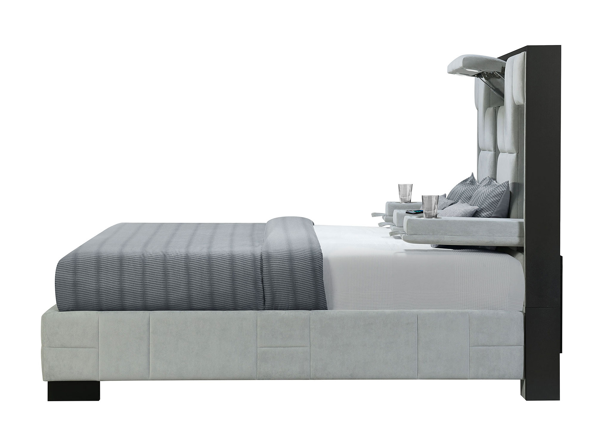 Oscar Grey Upholstered Bed W/ Wood Trim Global Furniture, 1 Reviews ...