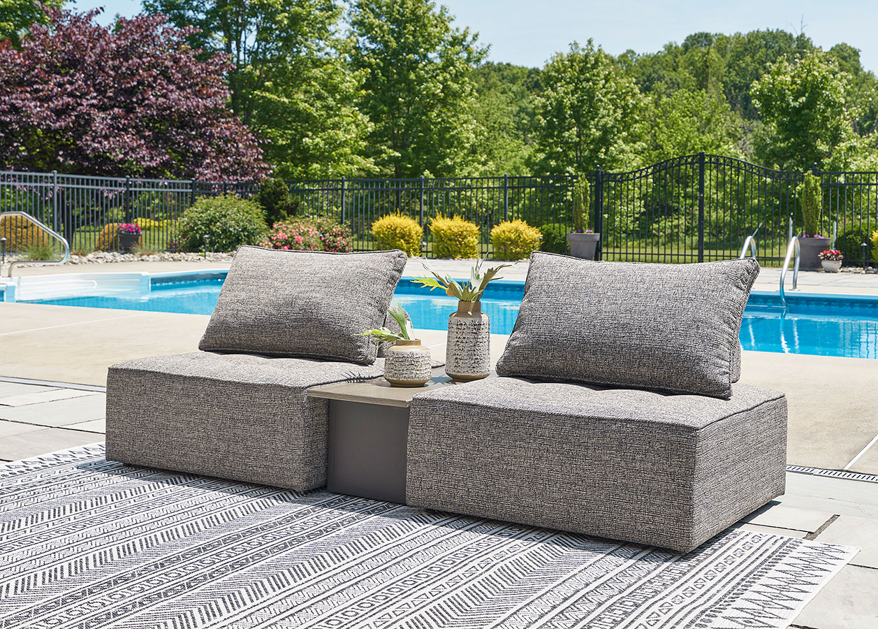 Bree Zee Outdoor Loveseat W/ End Table Signature Design | Furniture Cart