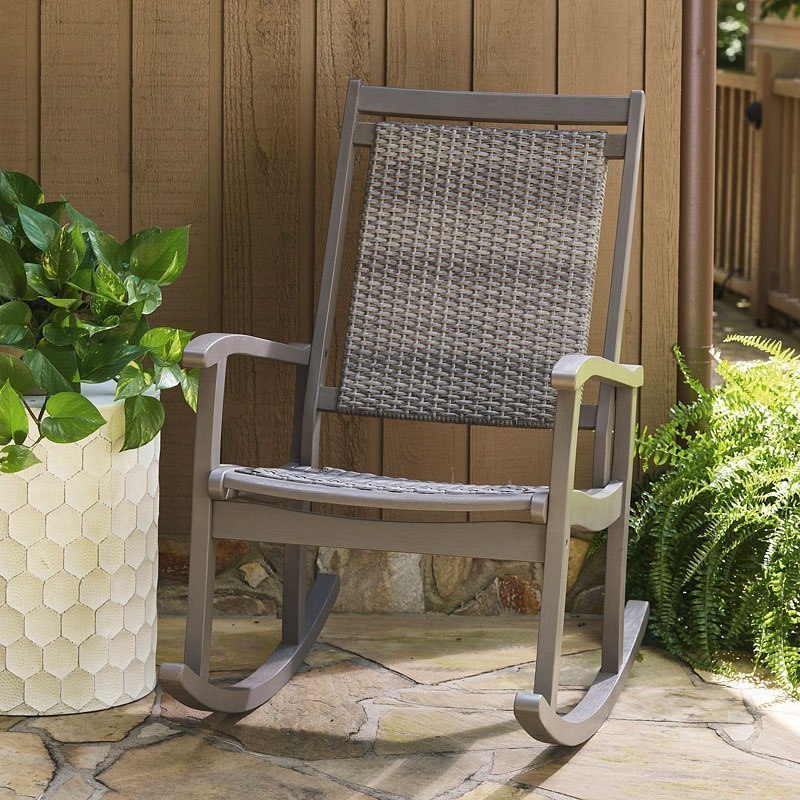 Emani Outdoor Rocking Chair Gray Signature Design Furniture Cart