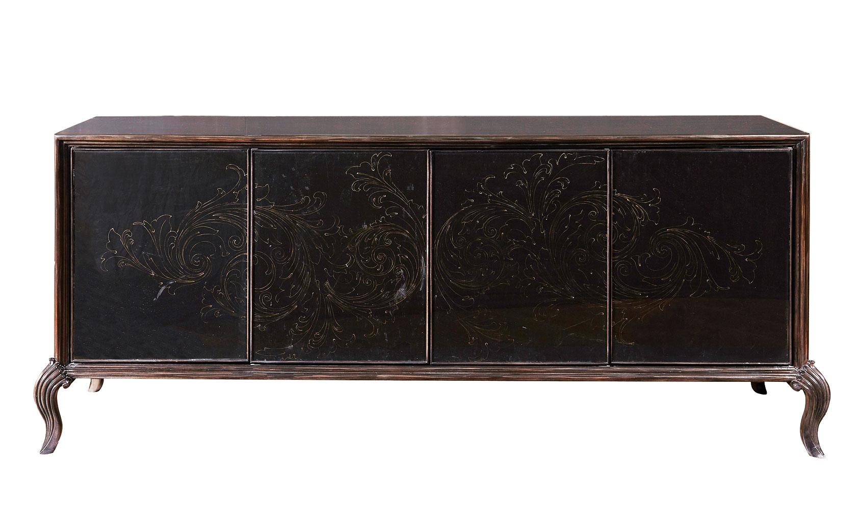 High Sheen Black 4 Door Media Credenza Pulaski Furniture | Furniture Cart