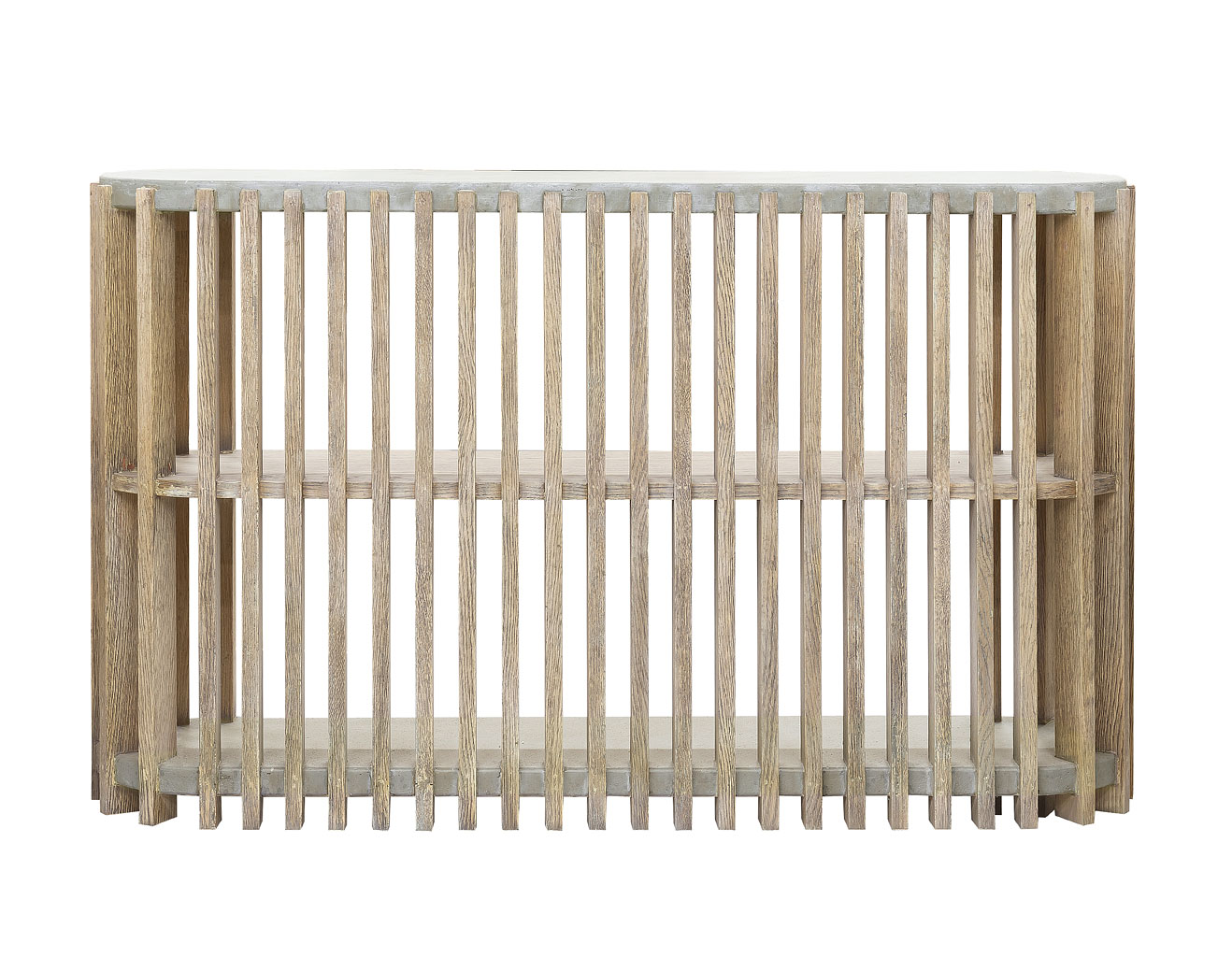 Wood Slat Display Console With Concrete Top Pulaski Furniture ...