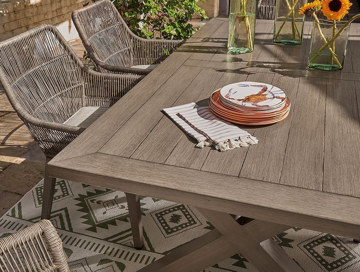 Beach Front Outdoor Trestle Dining Set Signature Design | Furniture Cart