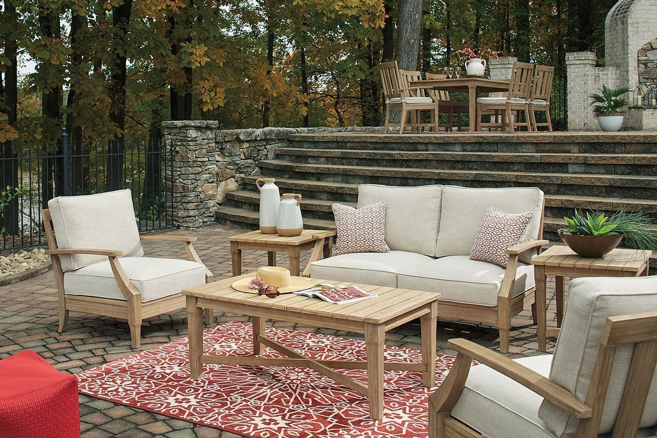 Clare View Outdoor Seating Set Signature Design | Furniture Cart