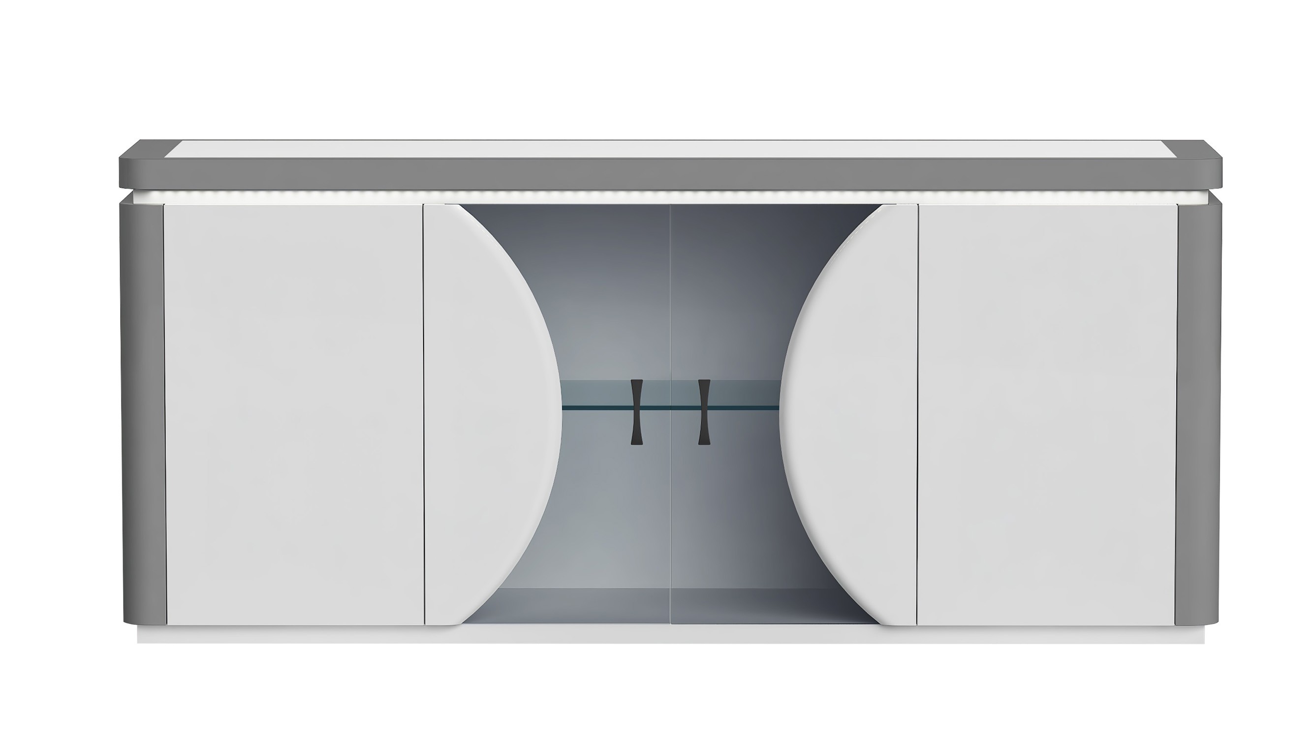 Rachel 2-Tone Contemporary Buffet W/ Tinted Glass Doors And LED Light ...