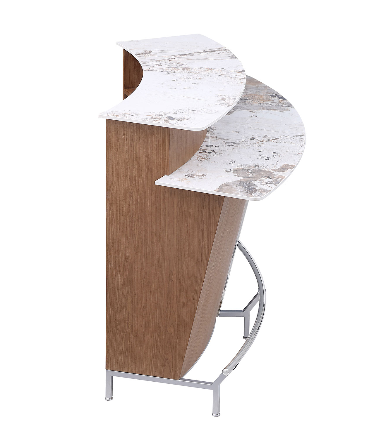Ruby Wooden Home Bar W/ Ceramic Top And Stainless Steel Footrail ...