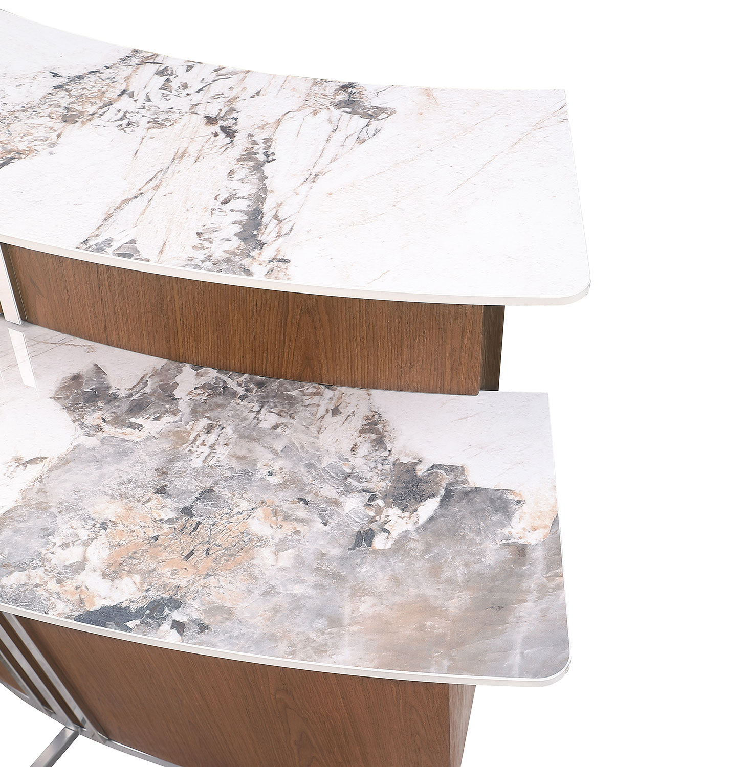 Ruby Wooden Home Bar W/ Ceramic Top And Stainless Steel Footrail ...