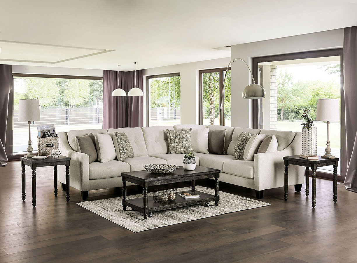 Waldport Ivory Sectional Furniture Of America | Furniture Cart