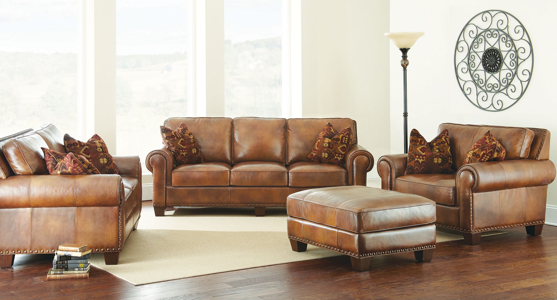 Silver leather living room set store