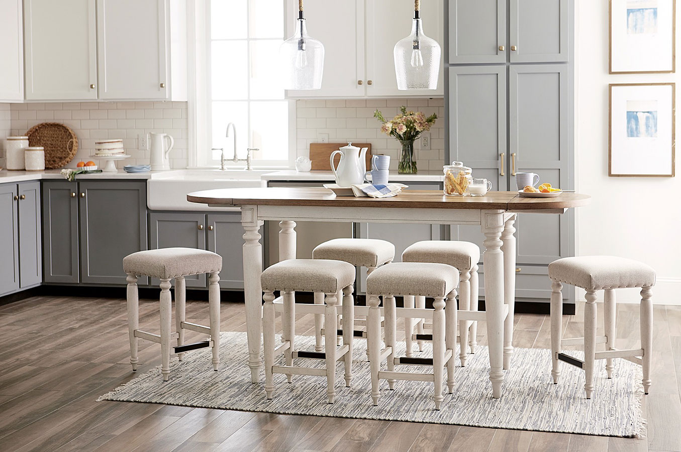 Nashville Allentown Drop Leaf Counter Height Dining Room Set (Cloud ...
