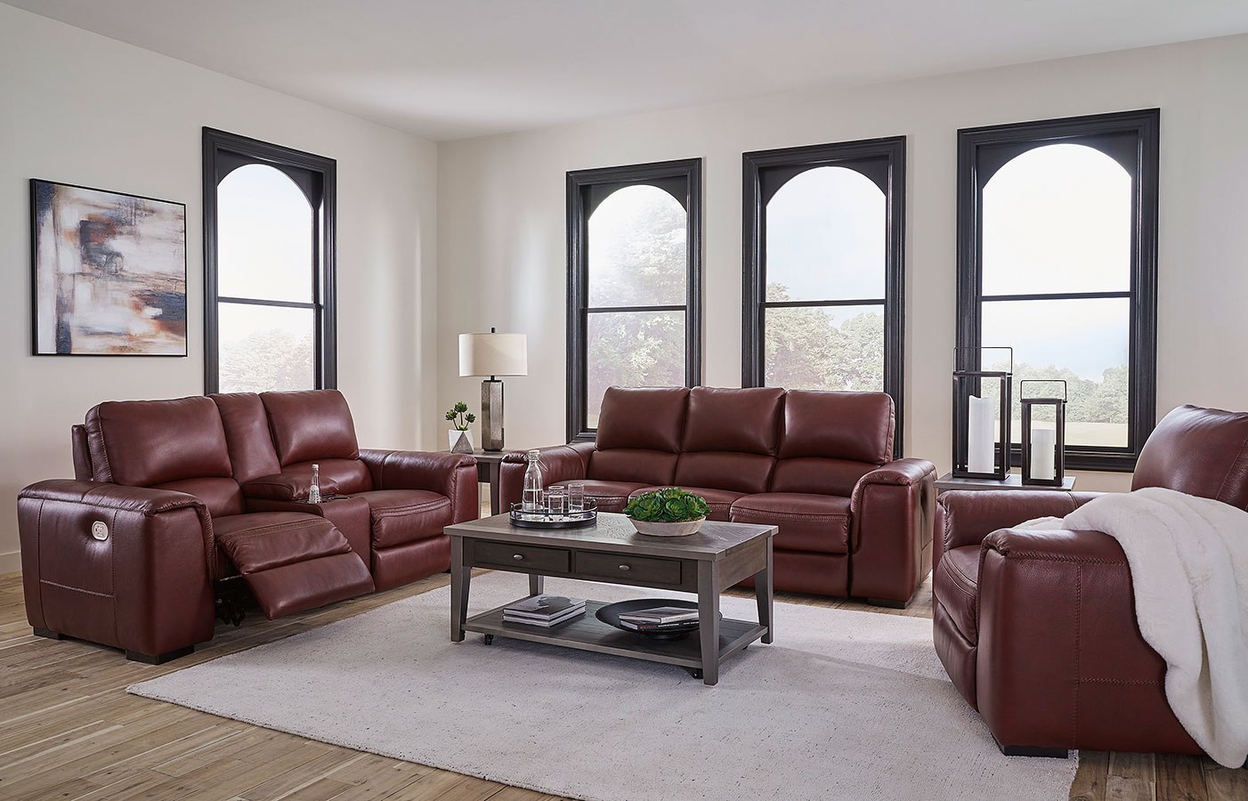 Alessandro Garnet Power Reclining Living Room Set W/ Adjustable ...