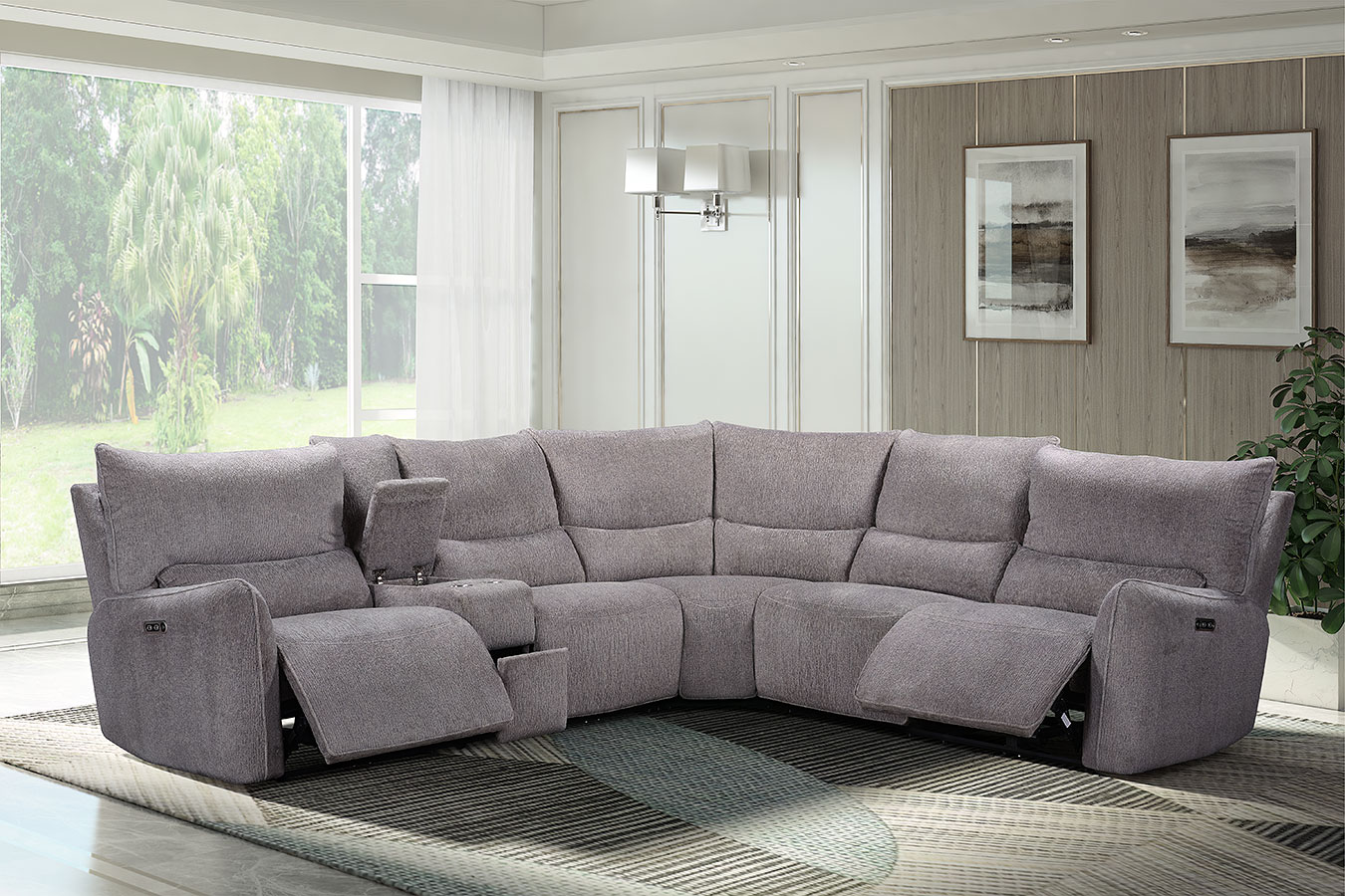 Remsen Power Reclining Sectional W/ Power Headrests New Classic ...