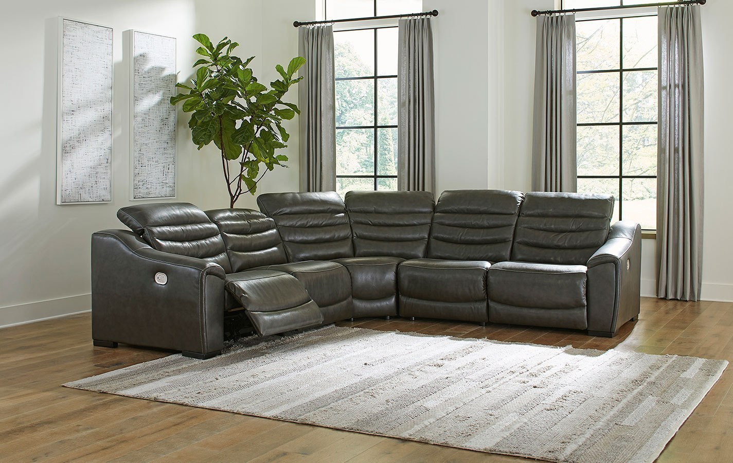 Center Line Dark Gray Modular Power Reclining Sectional Signature ...