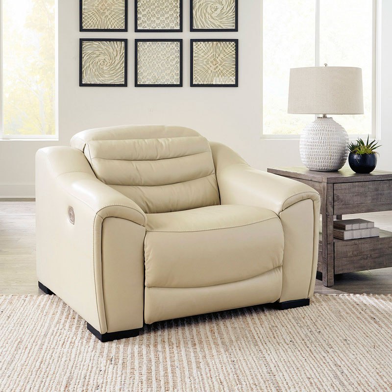 Center Line Cream Power Recliner W/ Adjustable Headrest Signature ...