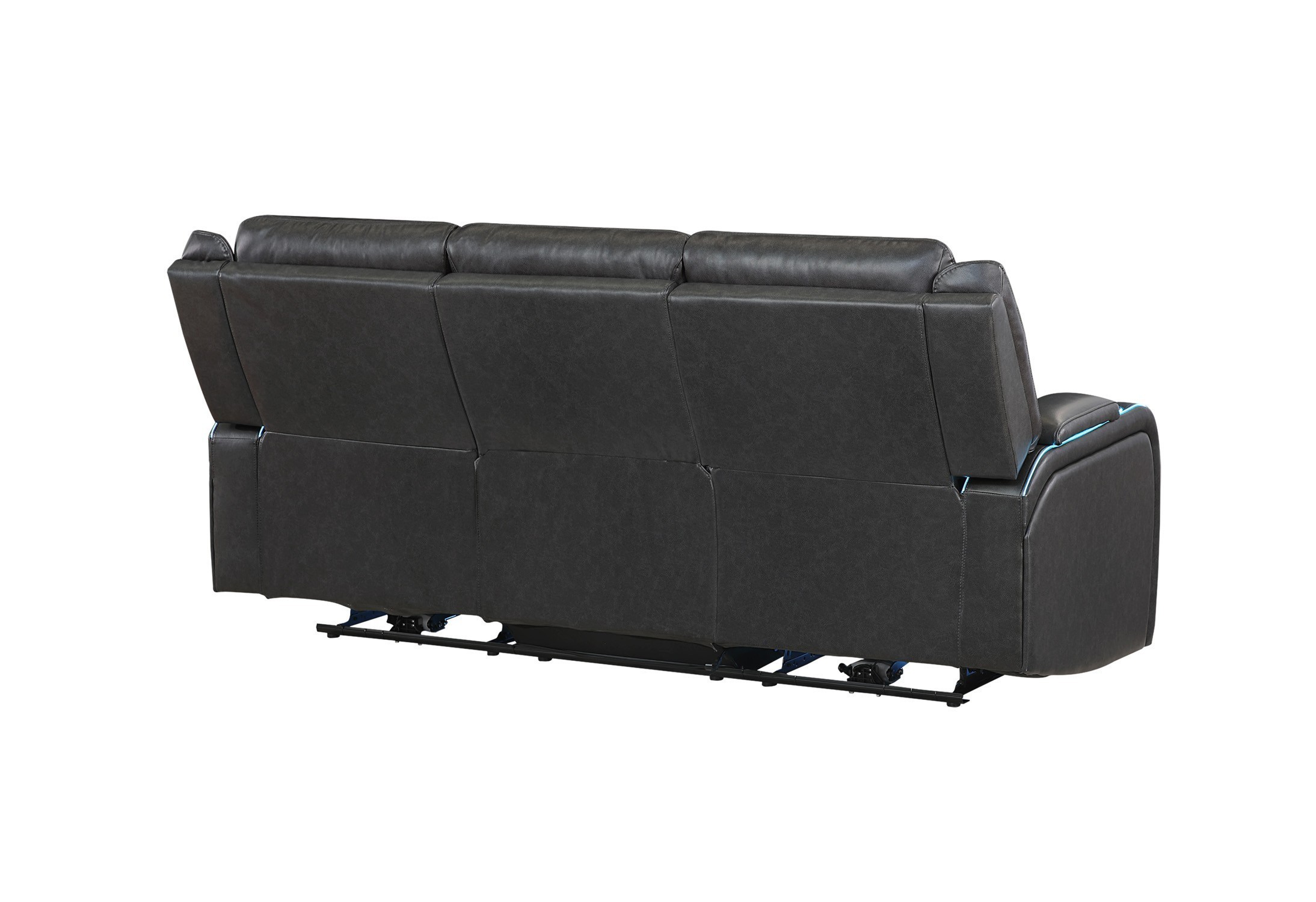 Um2768 Blanche Charcoal Power Reclining Sofa W/ PWR Headrest And LED ...