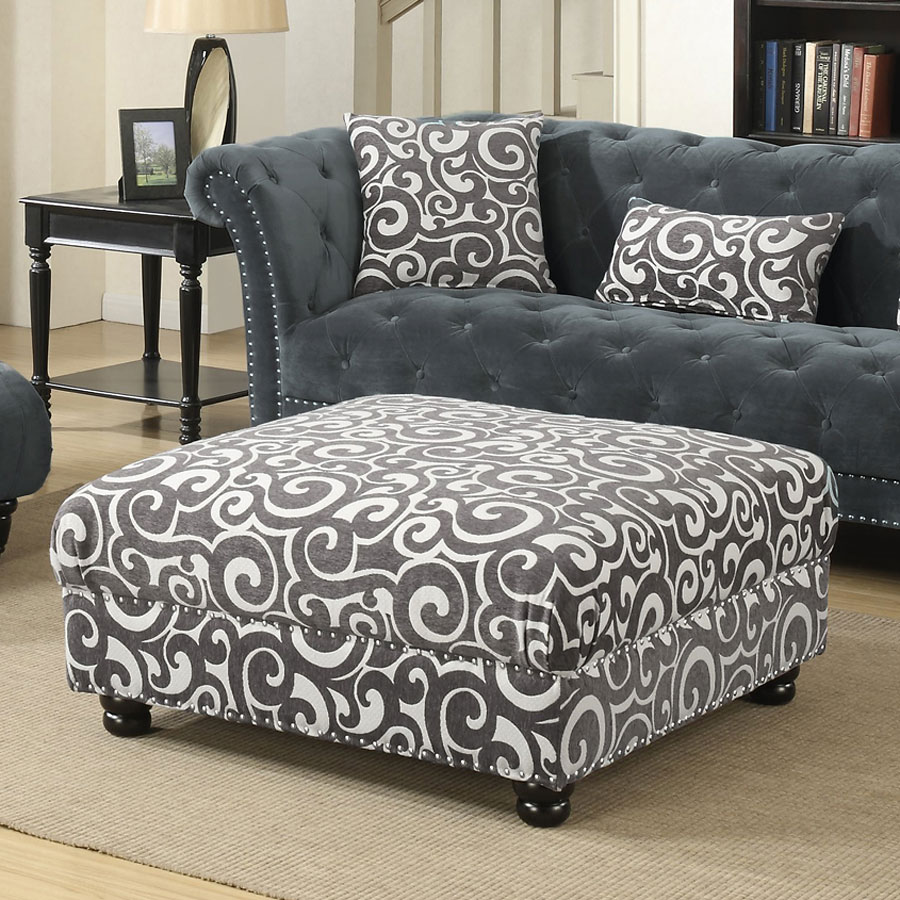 Twain Ottoman (Gray Scroll) Elements Furniture | Furniture Cart