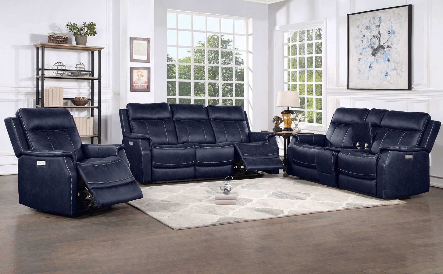 Valencia Power Reclining Living Room Set (Ocean) Steve Silver Furniture ...