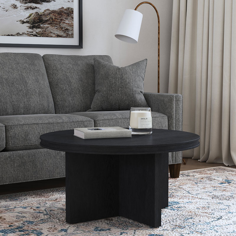 Waterfall Round Coffee Table (Ebony) Flexsteel | Furniture Cart