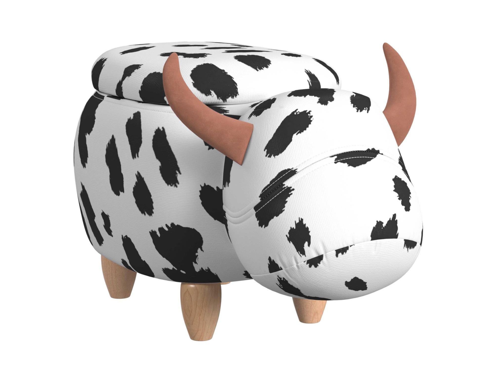 Cow Storage Stool In White And Black Elements Furniture | Furniture Cart