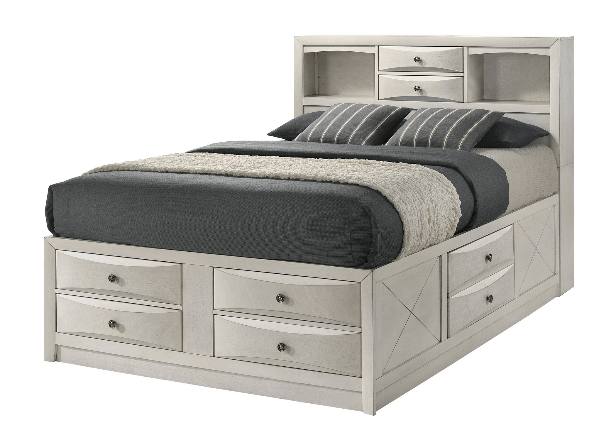 Emily White Bookcase Storage Bed Crown Mark Furniture | Furniture Cart