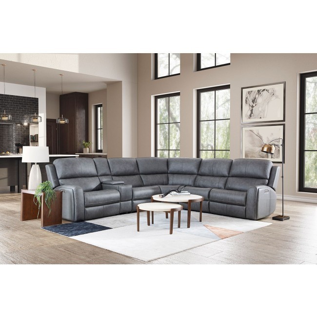 Linden Modular Power Reclining Sectional W Power Headrests And Lumbar Charcoal Flexsteel Furniture Cart