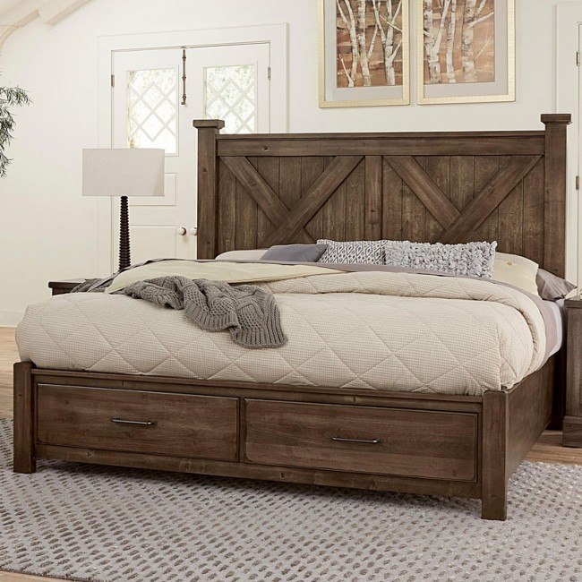 Cool Rustic X Style Storage Bed Mink