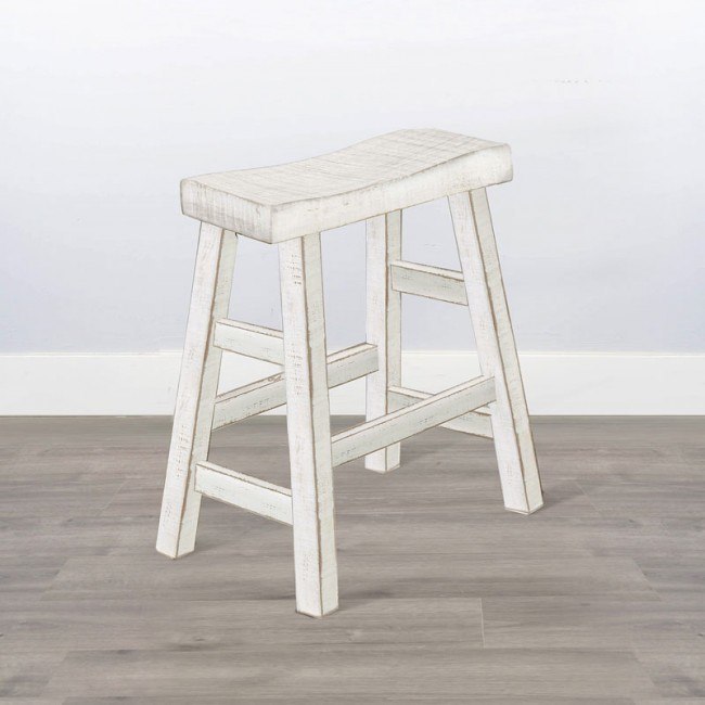 Marina Counter Height Saddle Seat Stool White Sand Set of 2