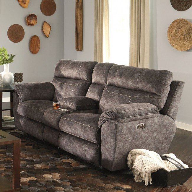 Sedona Power Lay Flat Reclining Console Loveseat W Power Headrest And Lumbar Smoke Catnapper 1 Reviews Furniture Cart