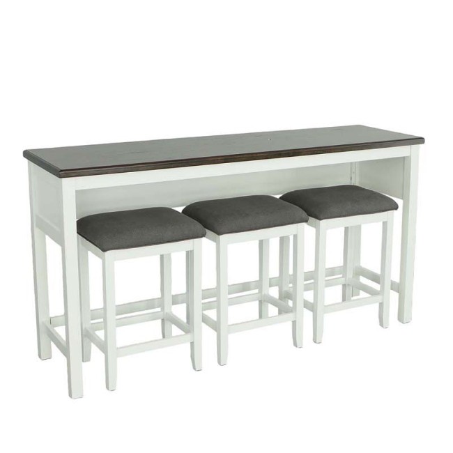 Study Hall Counter Height Table W/ 3 Stools (White And Dark Gray ...