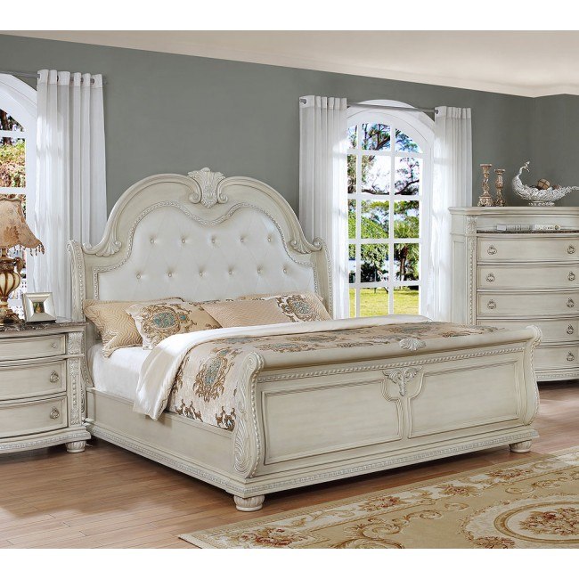Stanley Sleigh Bed Antique White