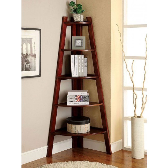 Lyss Corner Shelf Cherry Furniture Of America Furniture Cart