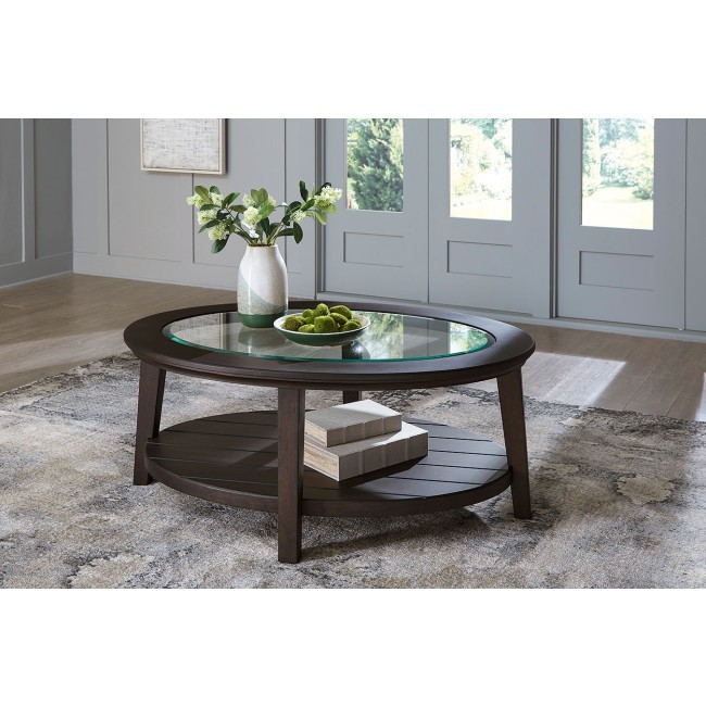 Celamar Oval Cocktail Table Signature Design Furniture Cart