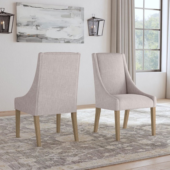 Lattice Upholstered Side Chair Natural Oak Set of 2