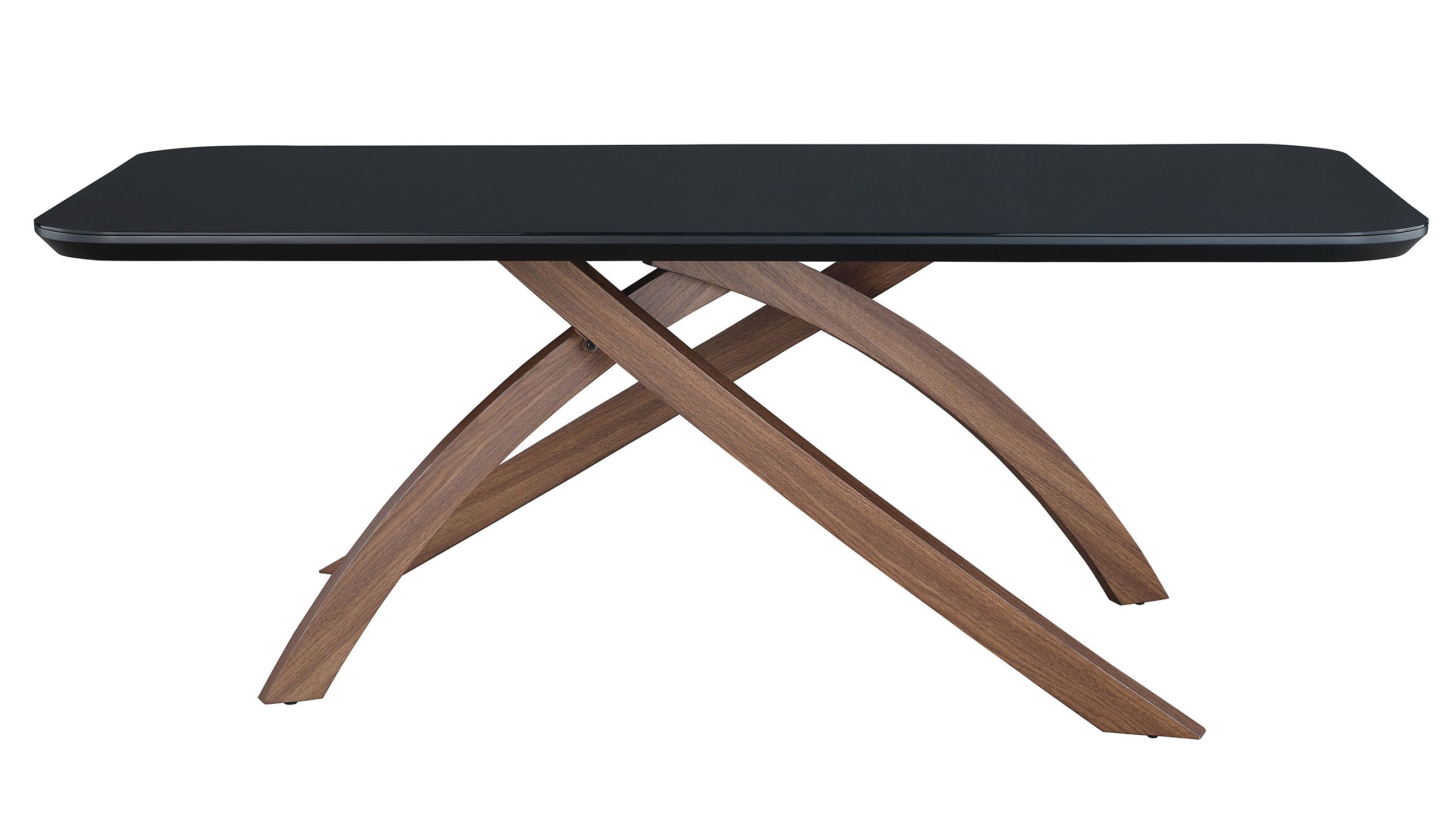 Emily Black Glass Top Dining Table W/ Crisscross Base Chintaly Imports ...