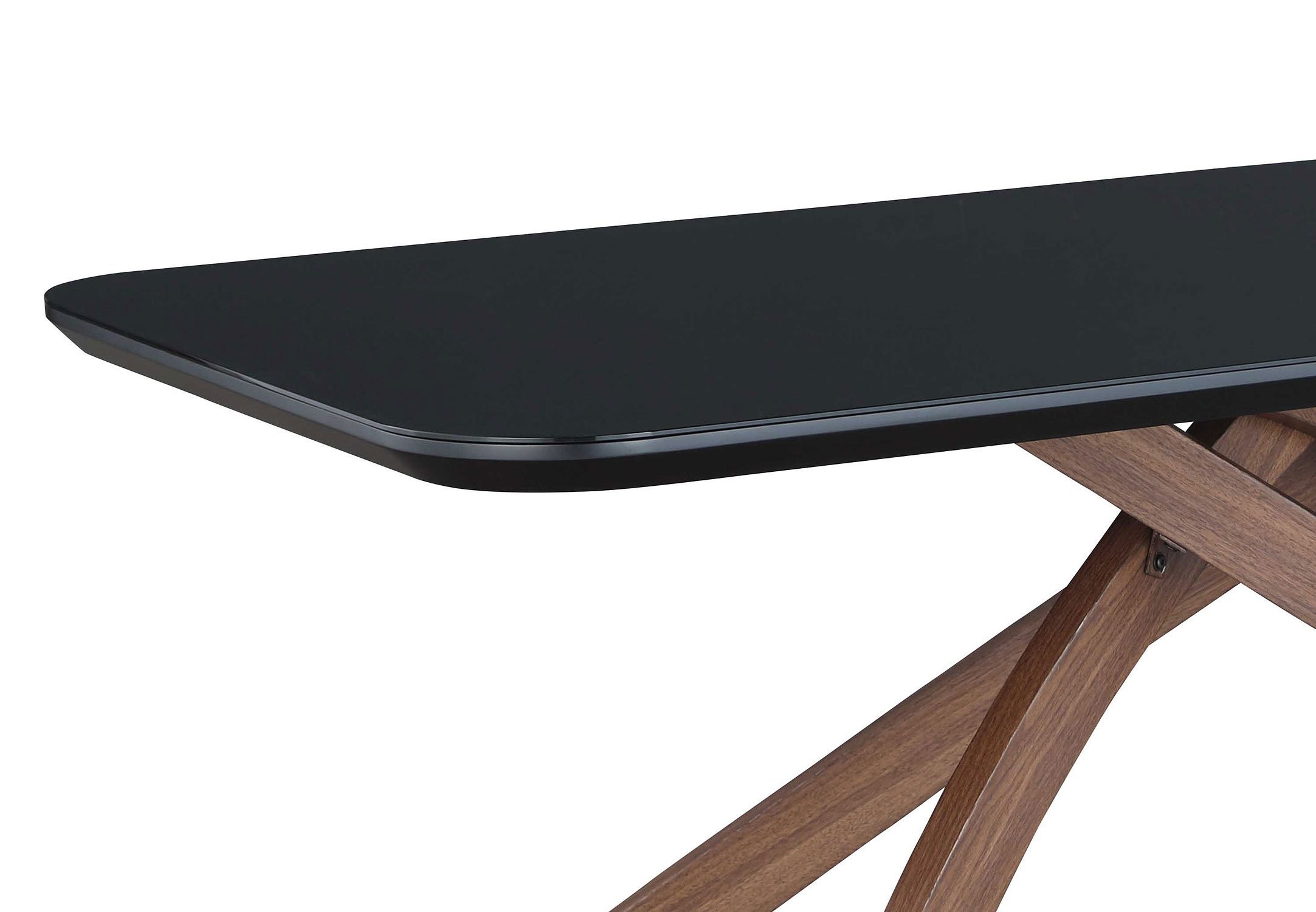 Emily Dining Room Set W/ Black Glass Table And Solid Wood Chairs ...