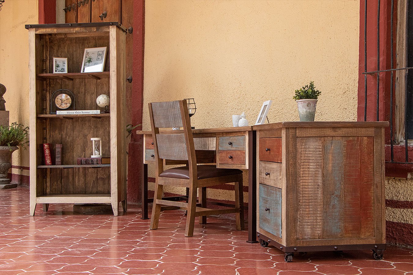Antique Multicolor Home Office Set IFD Furniture | Furniture Cart