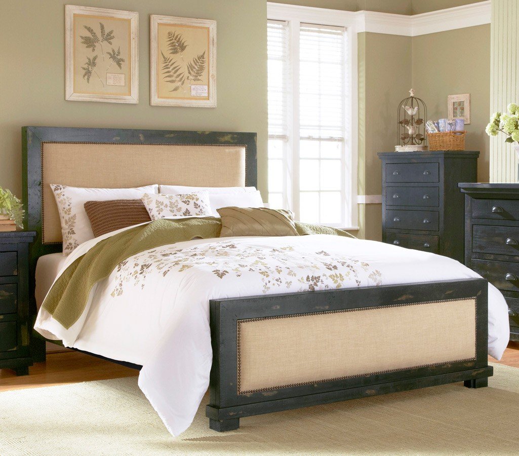 Willow Upholstered Bed (Distressed Black) Progressive Furniture, 1 ...